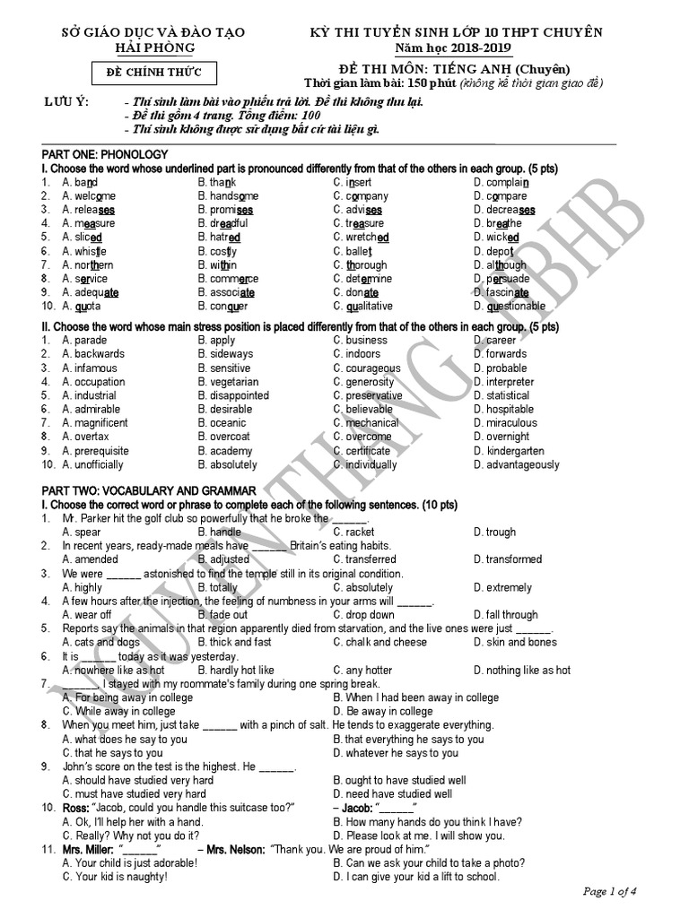 Analysis of an English Language Exam for Admission to a Specialized ...
