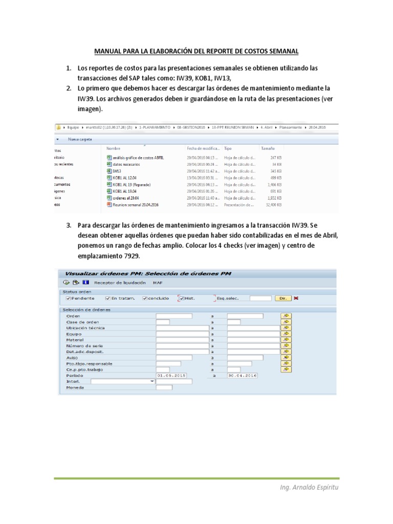 4. ELABORACIÓN DEL REPORTE DE COSTOS SEMANAL | PDF