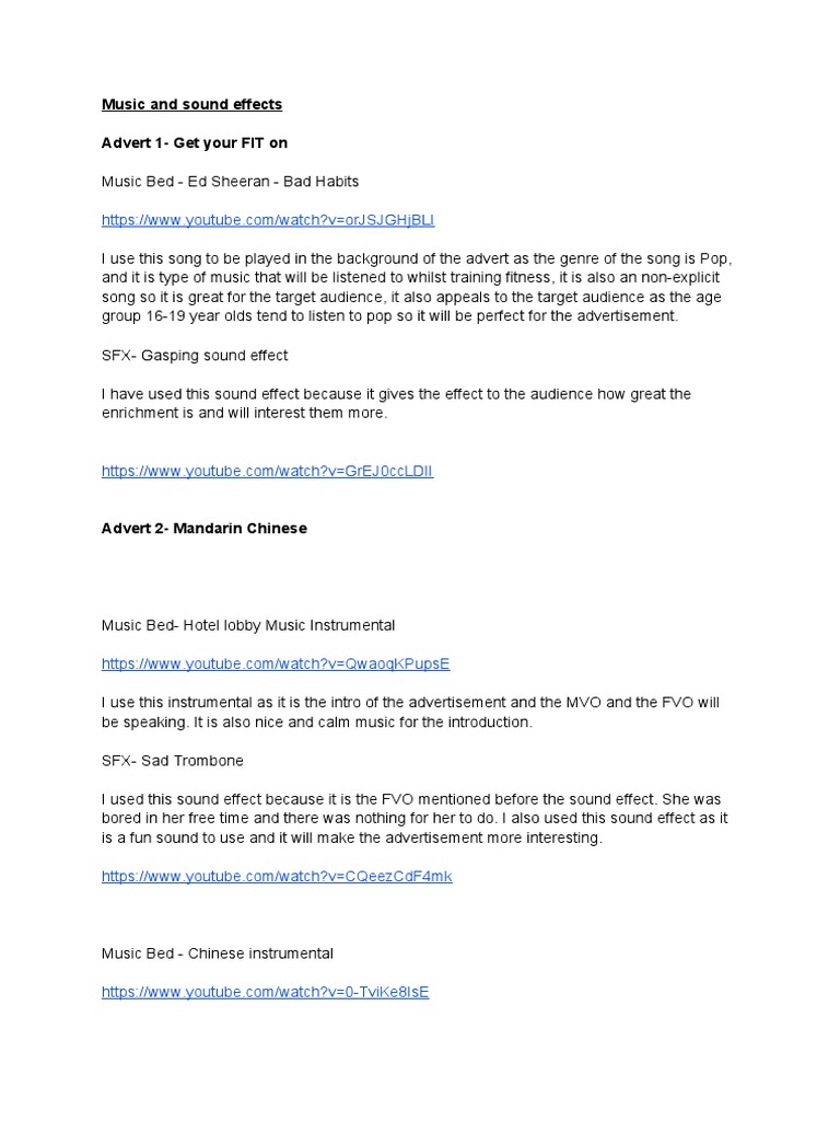 Music and Sound Effects | PDF