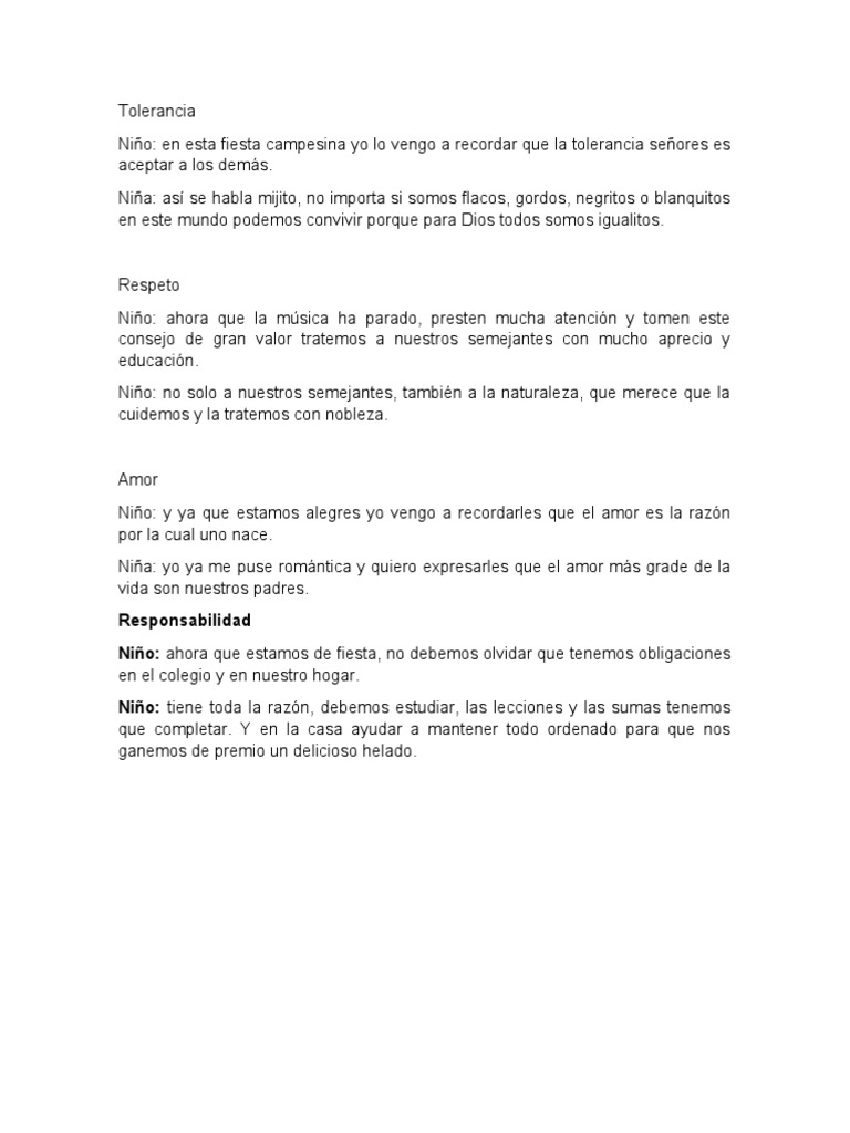 Valores: Tolerancia, Respeto y Amor | PDF