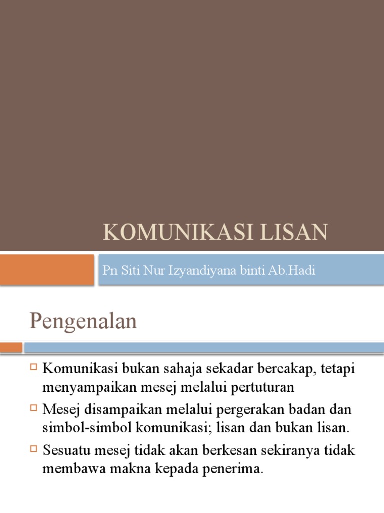 Komunikasi Lisan: Fungsi dan Makna | PDF