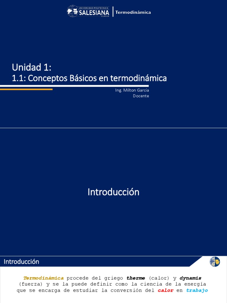 Cap 1.1 - Introducción y Conceptos Básicos | PDF | Termodinámica | Presión