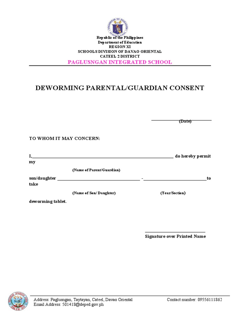 Deworming Letter Consent | PDF | Wellness