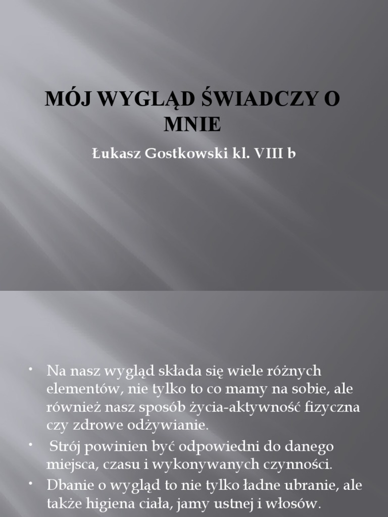 Moj Wyglad Swiadczy o Mnie | PDF