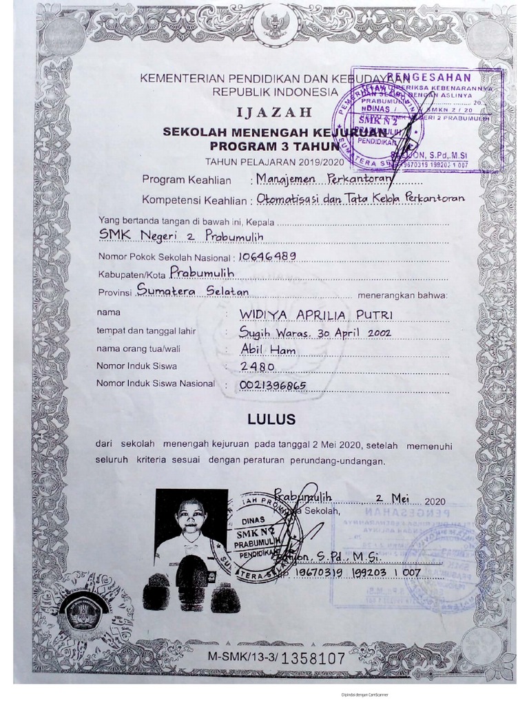 Widiya - Fotokopi Ijazah | PDF