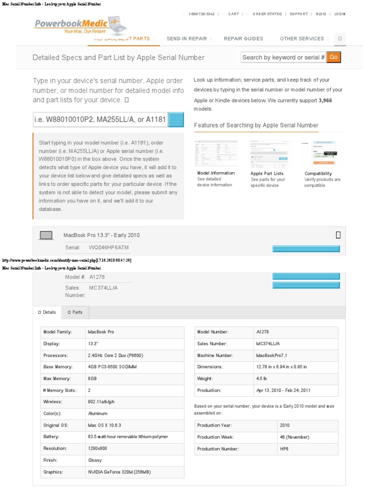 MacBook Pro 13.3 - Early 2010 - Serial WQ046HP6ATM - Model A1278 | PDF | Personal Computers ...