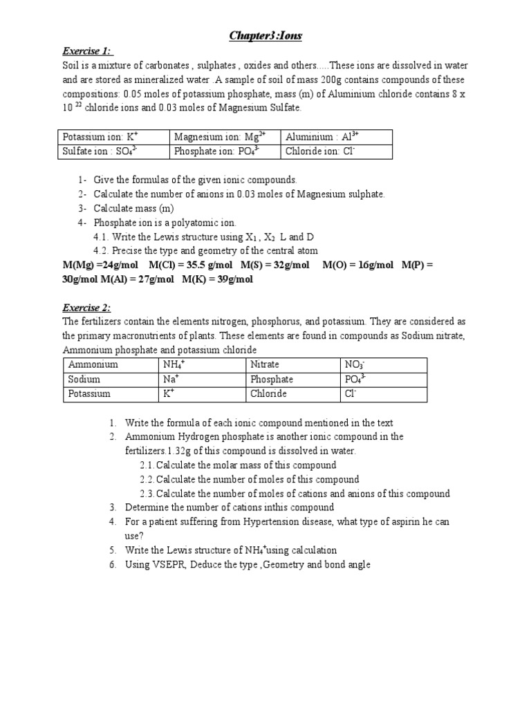 Quiz Ion 10B | PDF | Ion | Ammonium