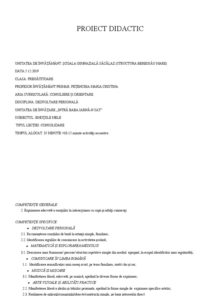 Proiect Didactic Inspectie DP | PDF