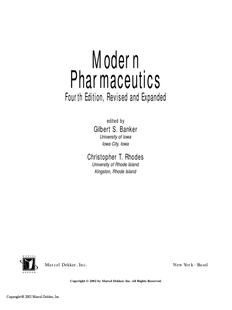 Modern Pharmaceutics: Fourth Edition, Revised and Expanded | PDF | Self ...