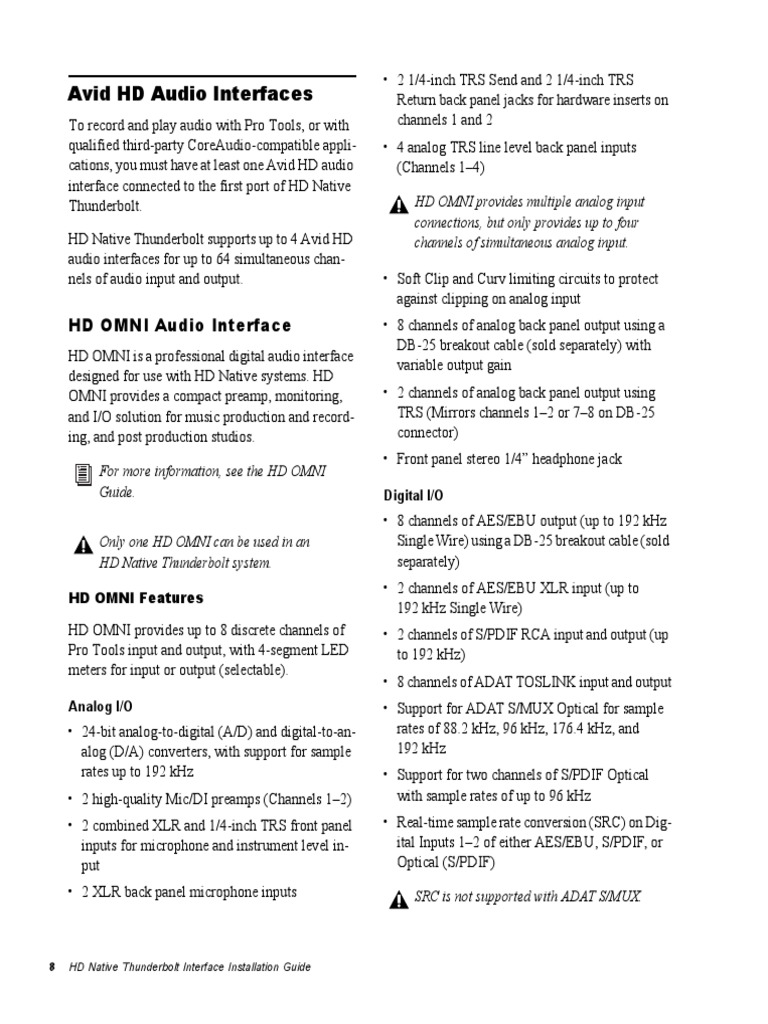 HD Native Thunderbolt Setup Guide | PDF | Sampling (Signal Processing ...