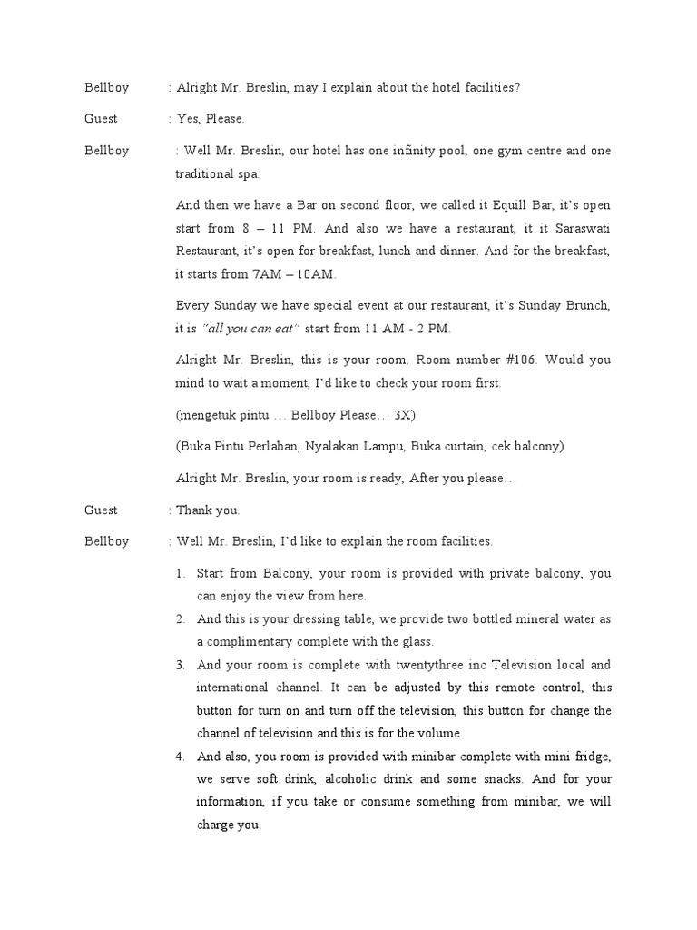 Hotel and Room Facilities by Bellboy | PDF | Food And Drink
