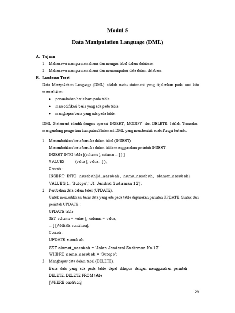 14-Data Manipulation Language (DML) | PDF