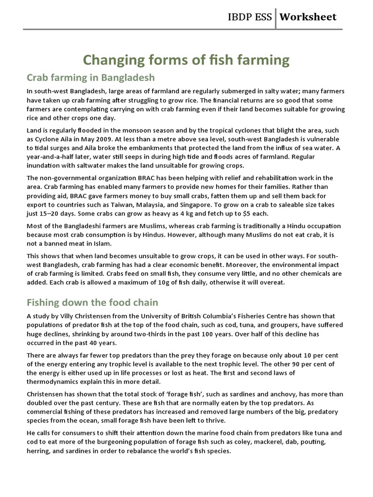 Changing Forms of Fish Farming - Student | Download Free PDF ...