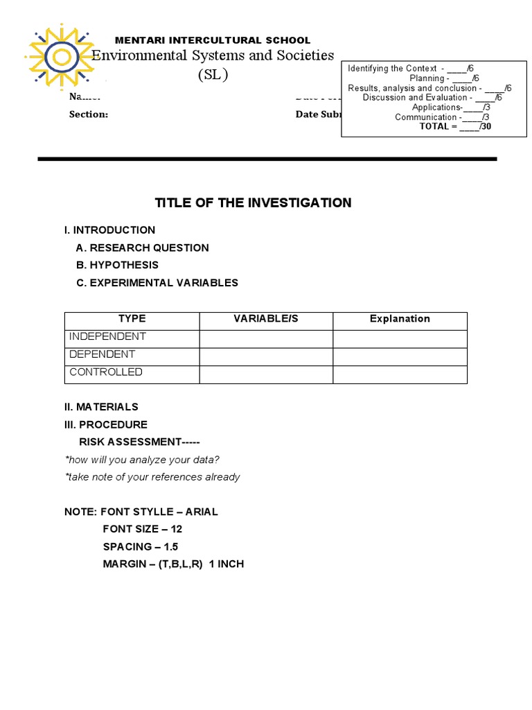 Proposal Format For IA | PDF