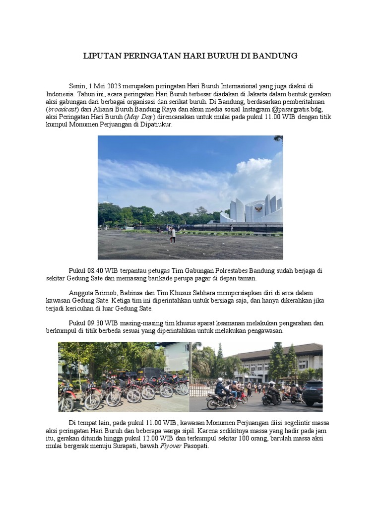 Laporan Reportase LIPUTAN MAYDAY 2023 | PDF