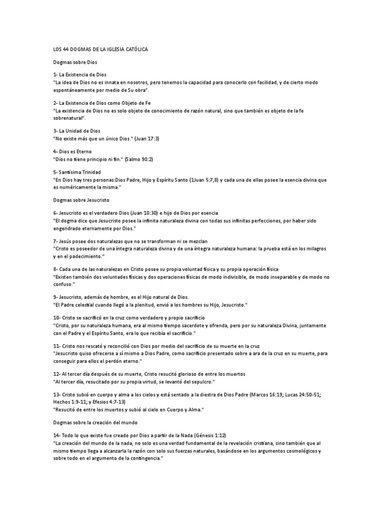 LOS 44 DOGMAS DE LA IGLESIA CATÓLICA | PDF | María, madre de Jesús ...