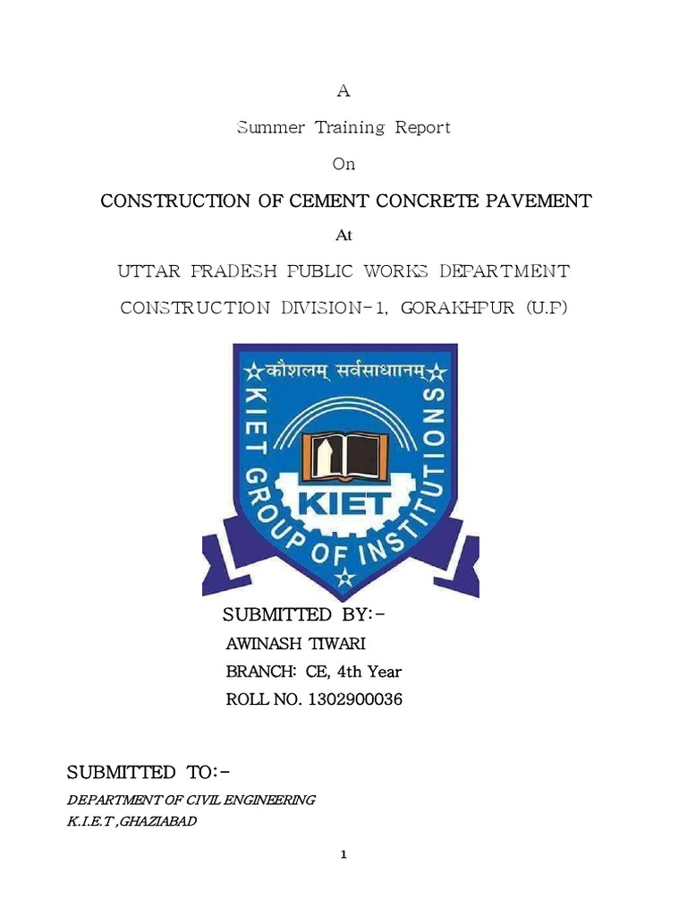 A Report On PCC Road | PDF | Concrete | Road Surface