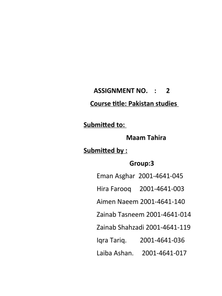 Pak Study Group 3 Assignment | PDF | Pakistan | International Relations
