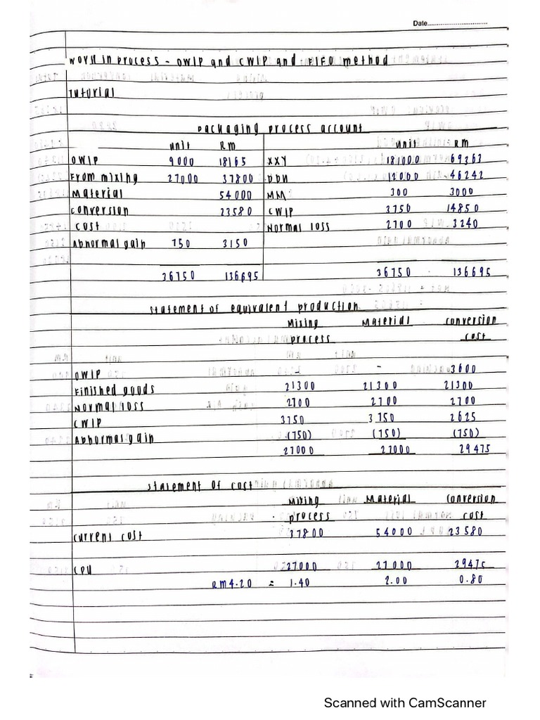 Work in Process - Owip & Cwip Fifo Method | PDF