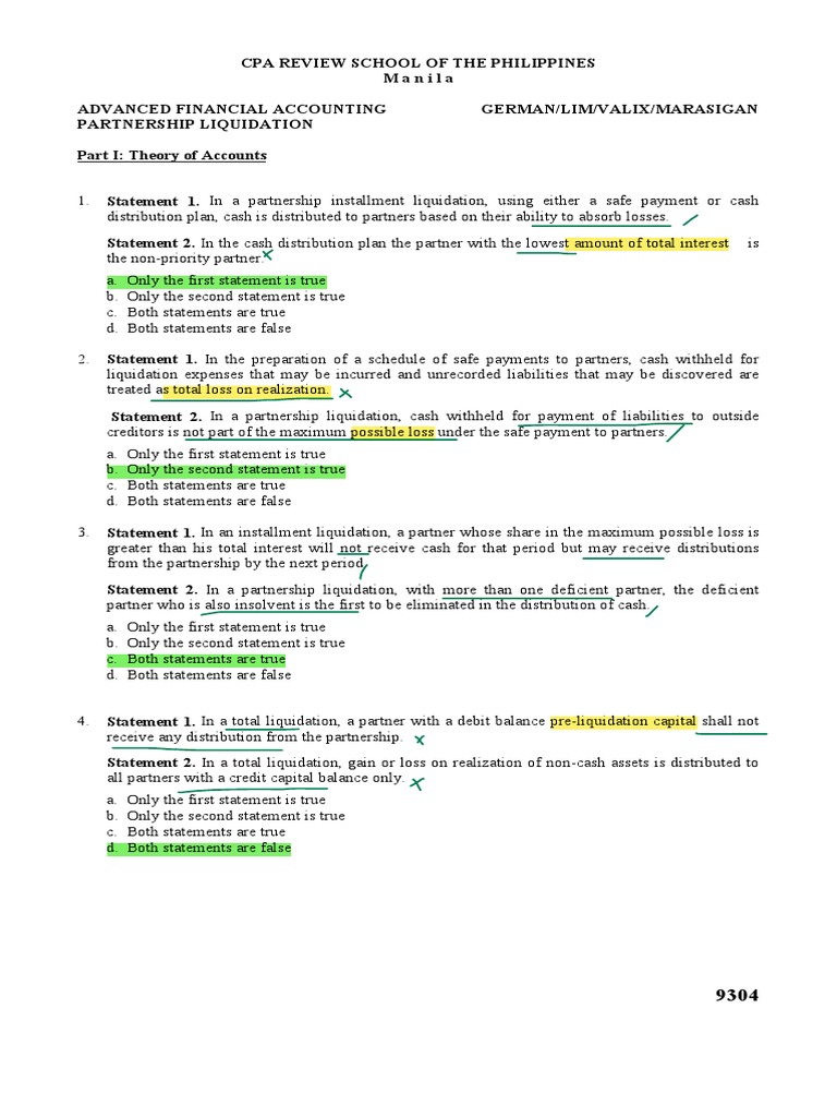 Partnership Liquidation Cash Distribution Guide | PDF
