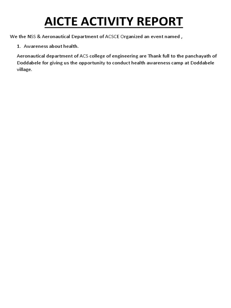Aicte Activity Report (Health Awareness) | PDF