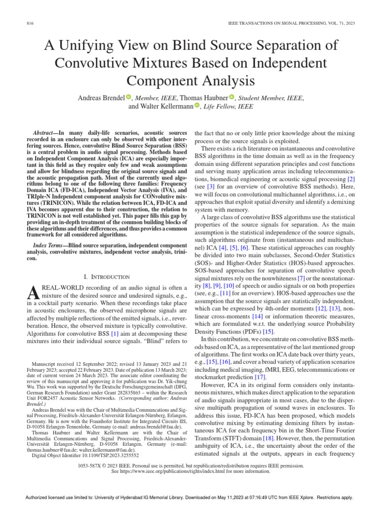 A Unifying View On Blind Source Separation Of Convolutive Mixtures