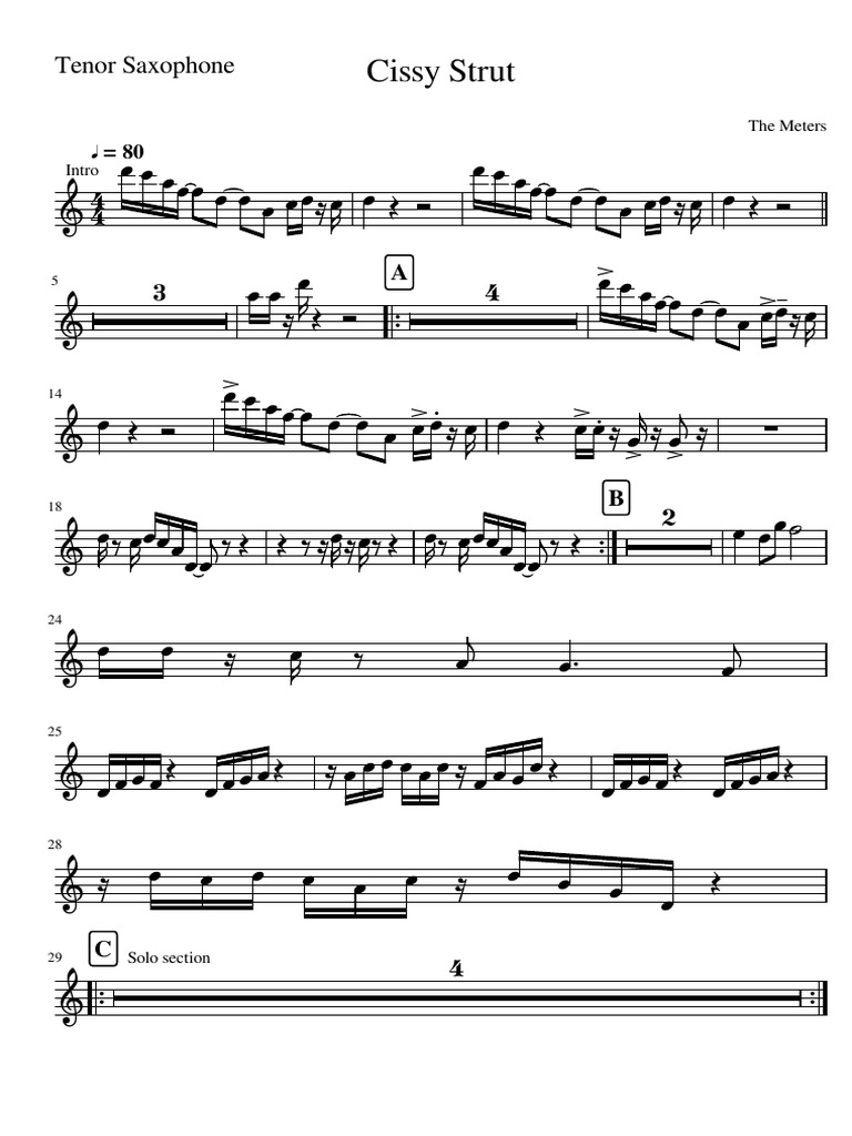 Cissy Strut - The Meters Sax Tenor | PDF