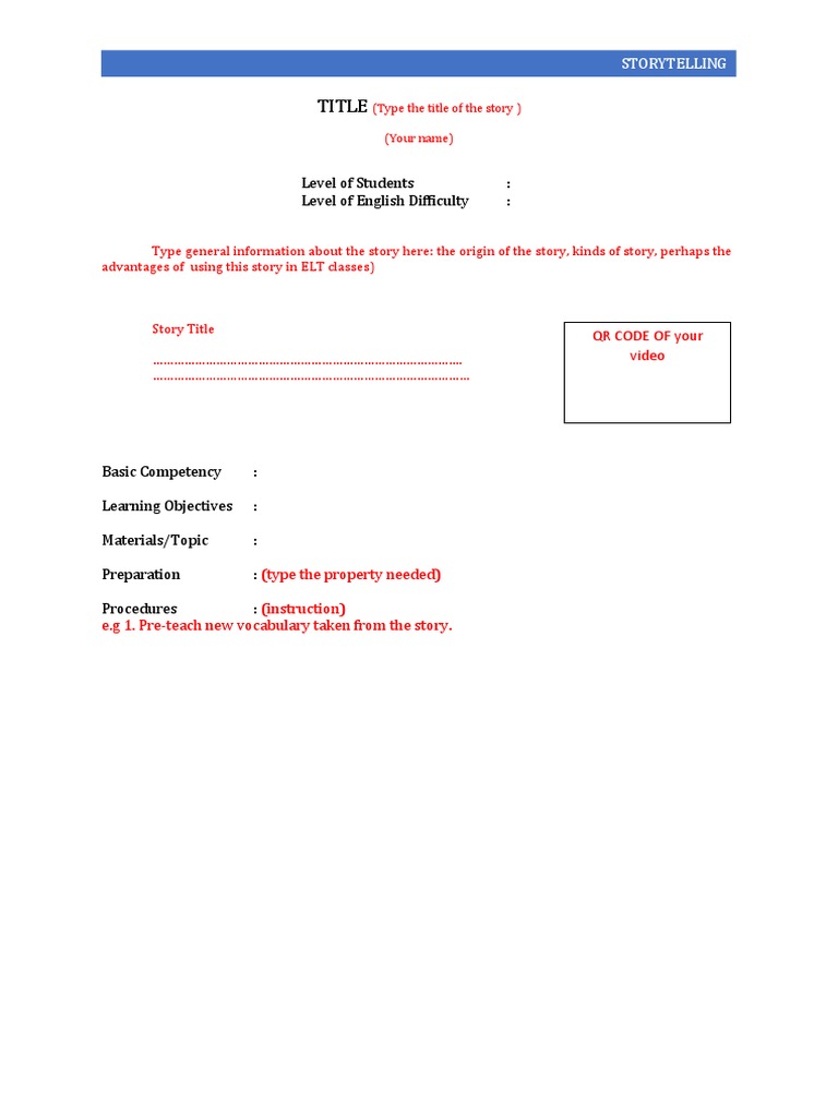 Template - Storytelling (Individual Work) | PDF