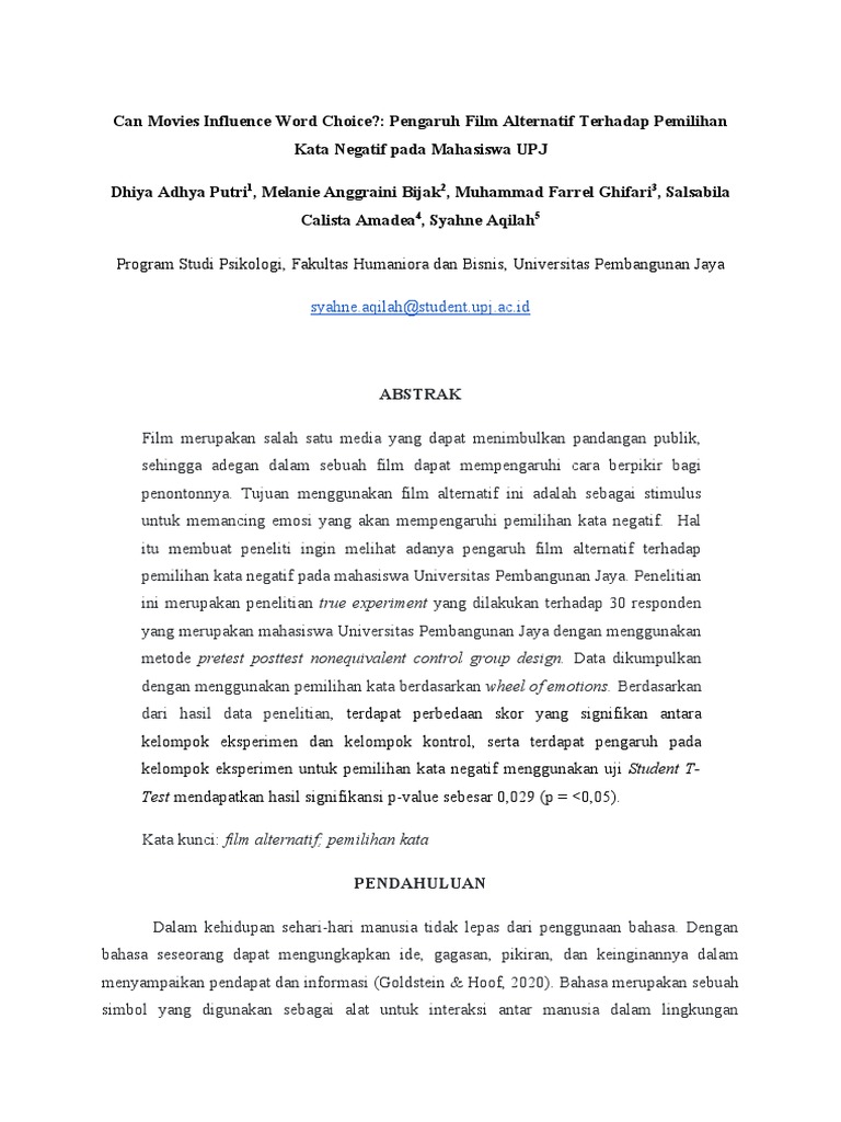 Can Movies Influence Word Choice | PDF | Pengembangan Diri | Sains ...