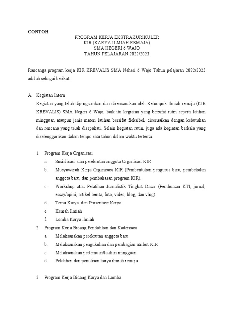 Contoh Proker Kir | PDF