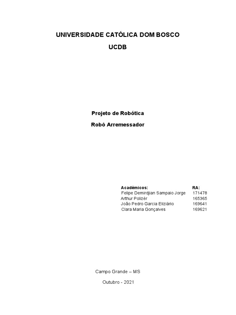 Trabalho Robótica Robix | PDF | Robô | Robótica