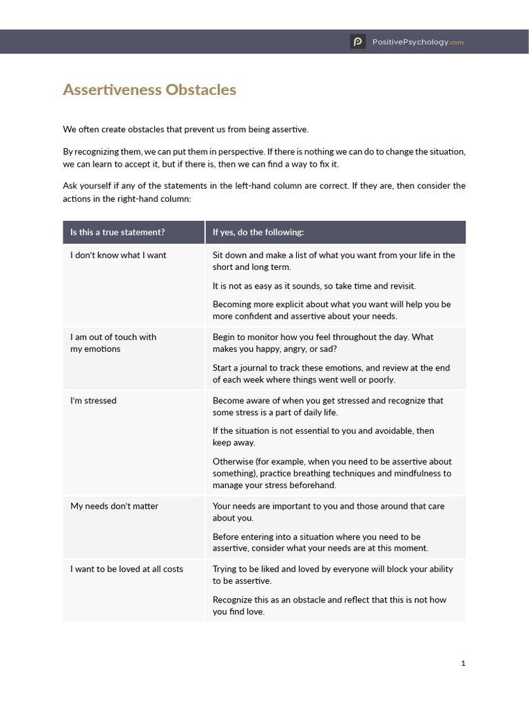 Overcoming Obstacles to Assertiveness: A Guide to Identifying Common Barriers and Taking Action ...