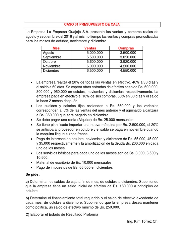 Caso 03 Presupuesto de Caja | PDF
