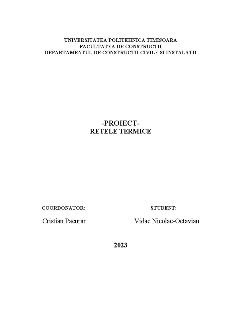 Parte Scrisa - Proiect RETELE TERMICE | PDF