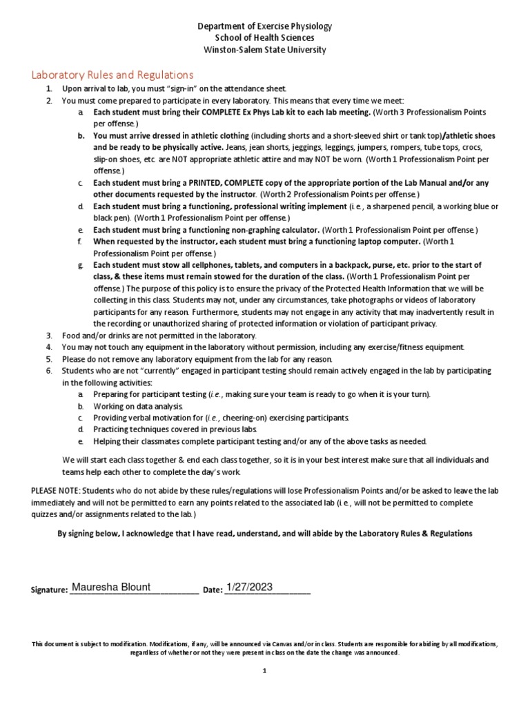 Lab Rules & Regulations | PDF