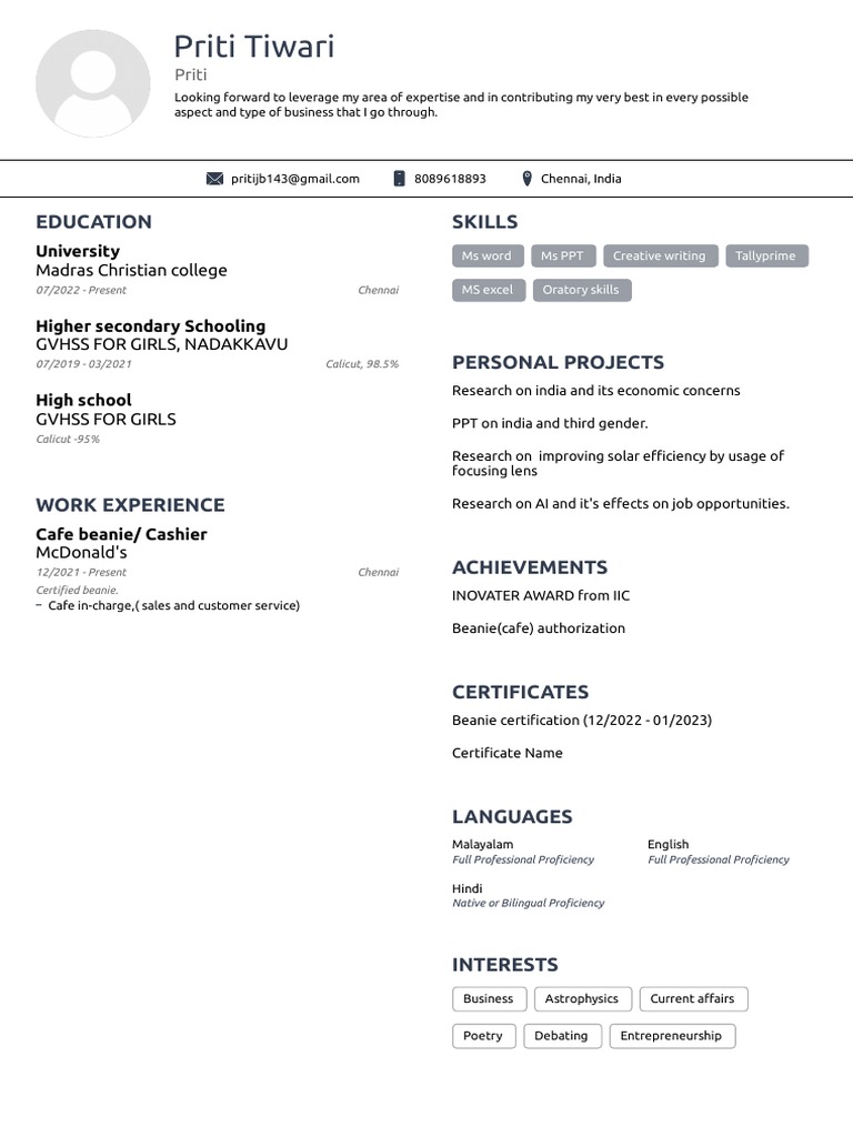 Priti's Resume 1 | PDF
