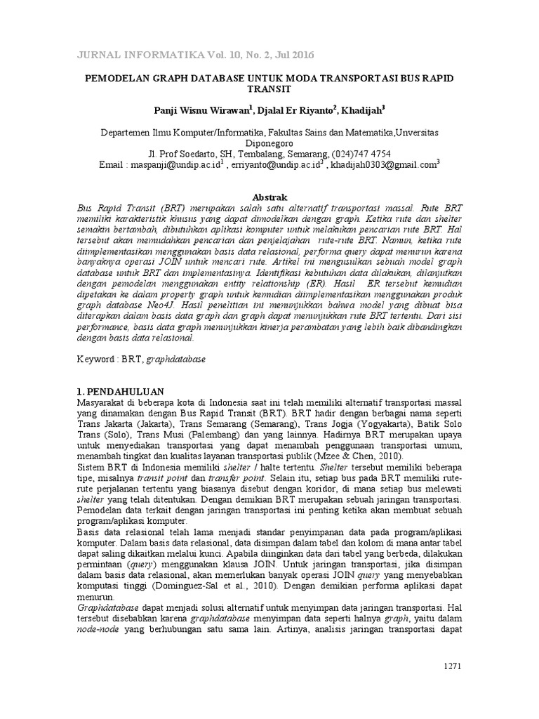 Model Graph Database untuk BRT | PDF | Metode & Bahan Ajar | Komputer