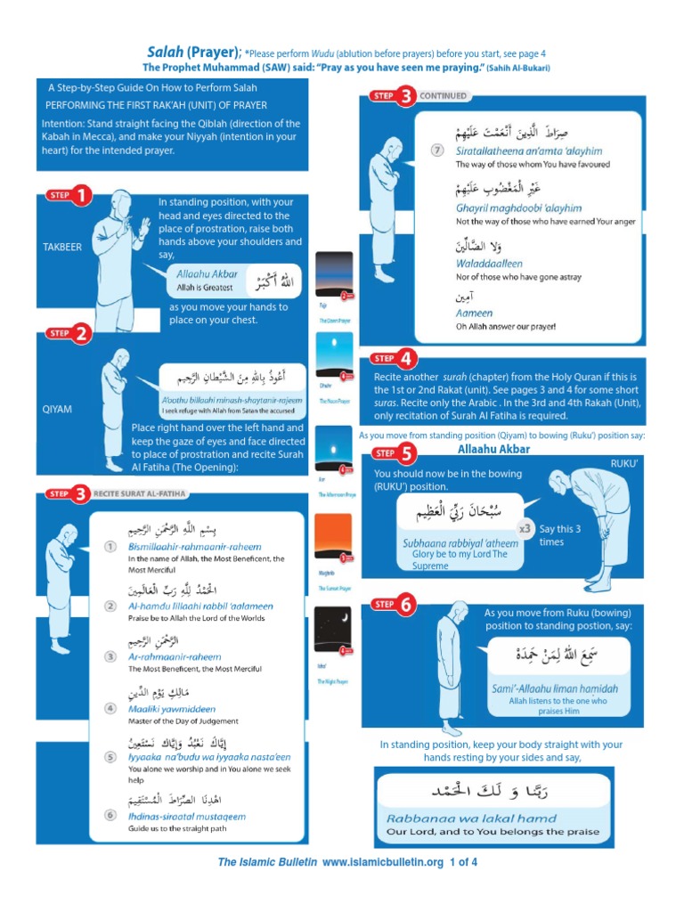 A Concise Step-by-Step Guide to Performing Salah (Prayer) | PDF