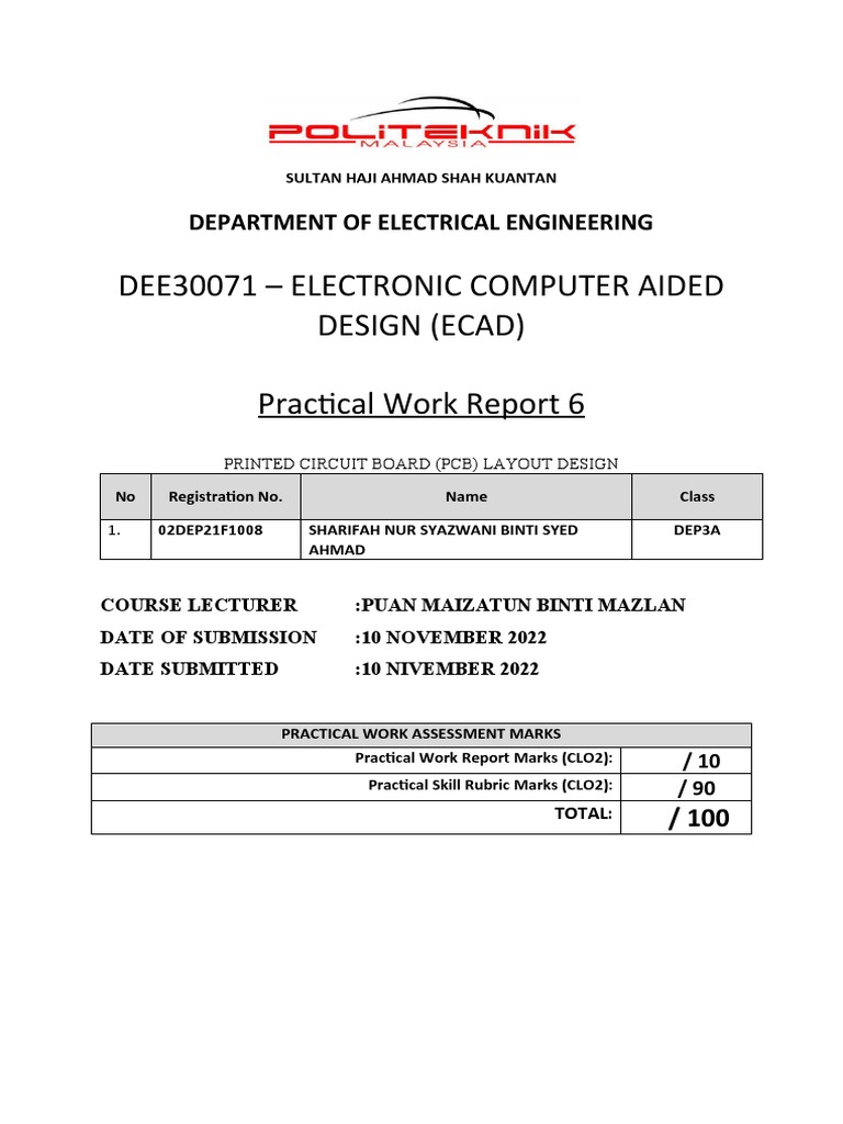Report Pw6 Updated 26-08-2022 | PDF | Printed Circuit Board | Information And Communications ...