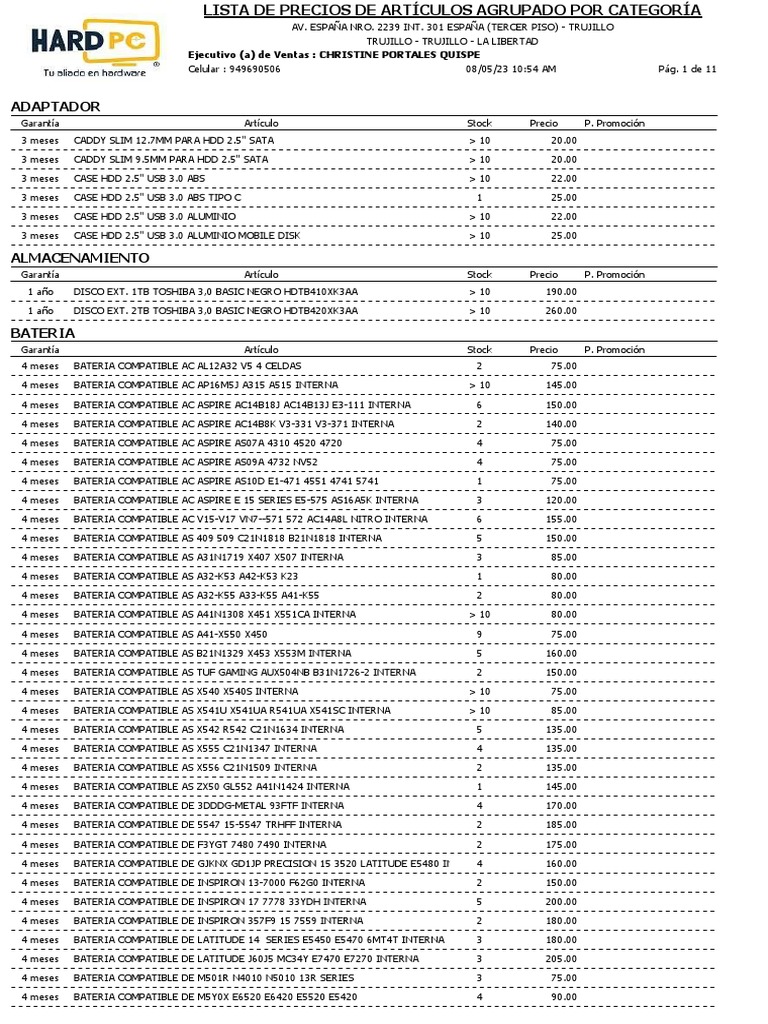 Lista de Precios Hardpc 08-05 | PDF | Unidad de estado sólido | Bienes ...
