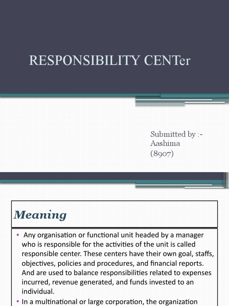 RESPONSIBILITY CENTer | PDF | Revenue | Cost