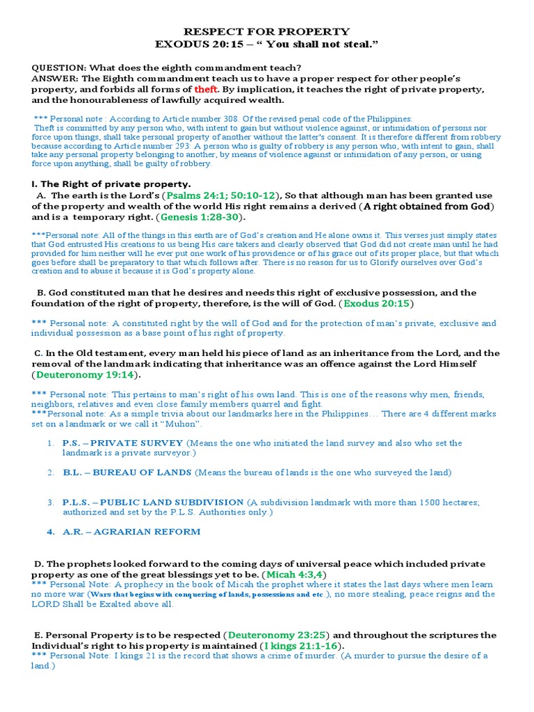 Respect For Property | PDF