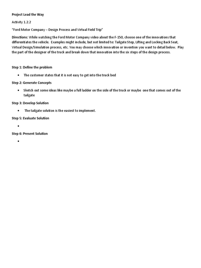 PLTW Ied Activity 1.2.2 | PDF | Computers | Technology & Engineering