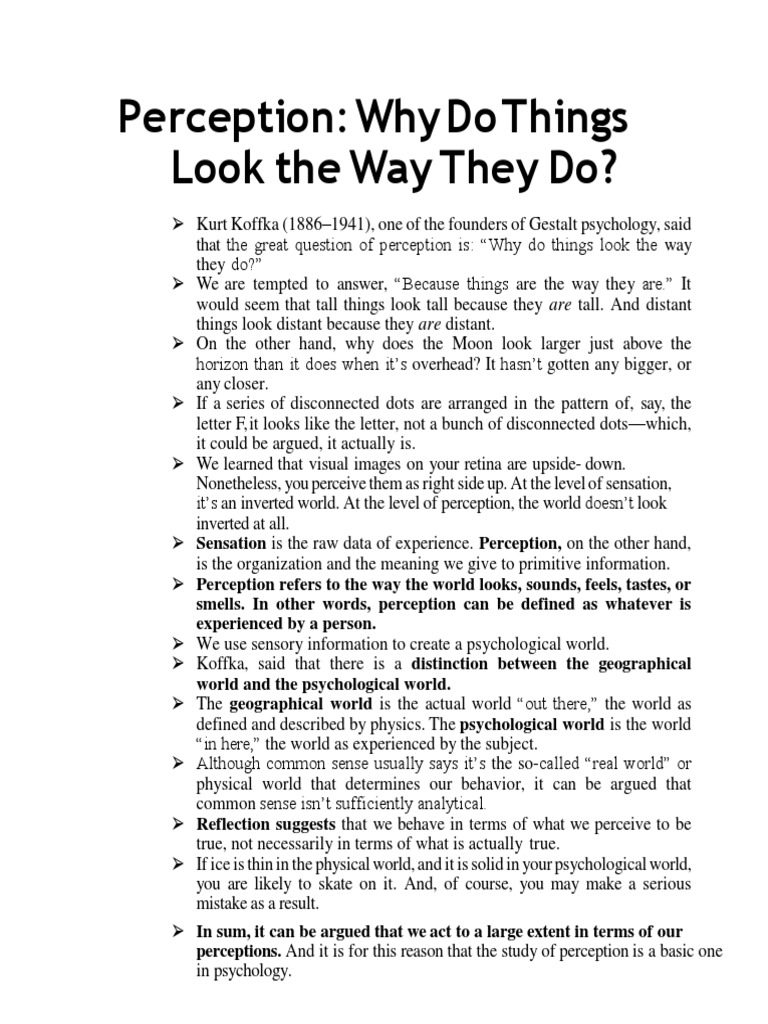 Psychology Perception | PDF | Perception | Cognitive Psychology