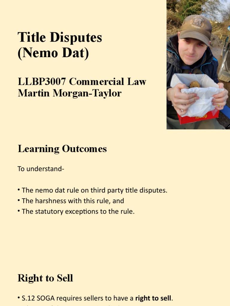 Commercial Law: Nemo Dat Rule | PDF | Law Of Agency | Civil Law (Common Law)