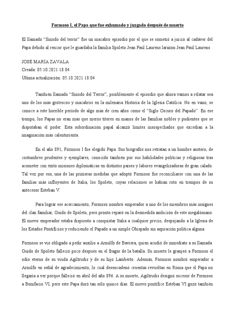 El Papa Formoso | PDF