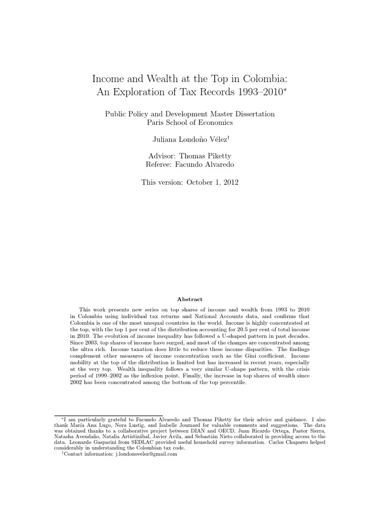 Income Inequality in Colombia | PDF | Taxes | Economic Inequality