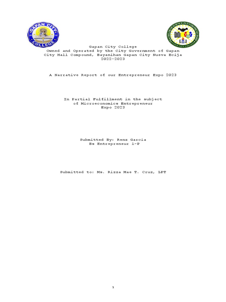 Gapan City College Entrepreneur Expo Showcases Student Innovation | PDF ...