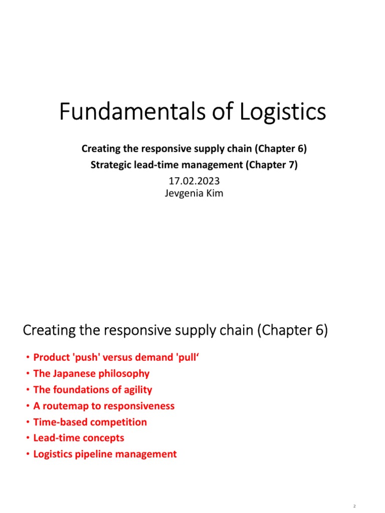 Fundamentals of Logistics Topic6 7 | PDF | Lean Manufacturing | Supply ...