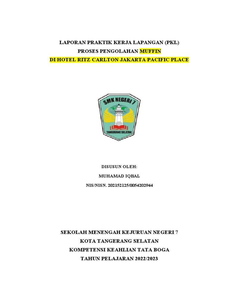 Fixed - Template Laporan PKL Kompetensi Keahlian Tata Boga (22-23) | PDF